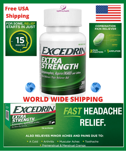 Excedrin 300 Extra Strength Pain Headache Relief Reliever Aspirin ...
