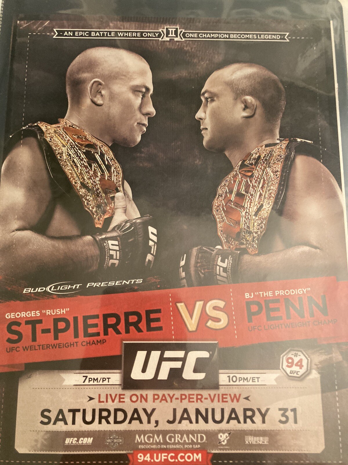 Boxing Ad 2009 Georges St. Pierre Vs. BJ Penn Great for Framing | eBay