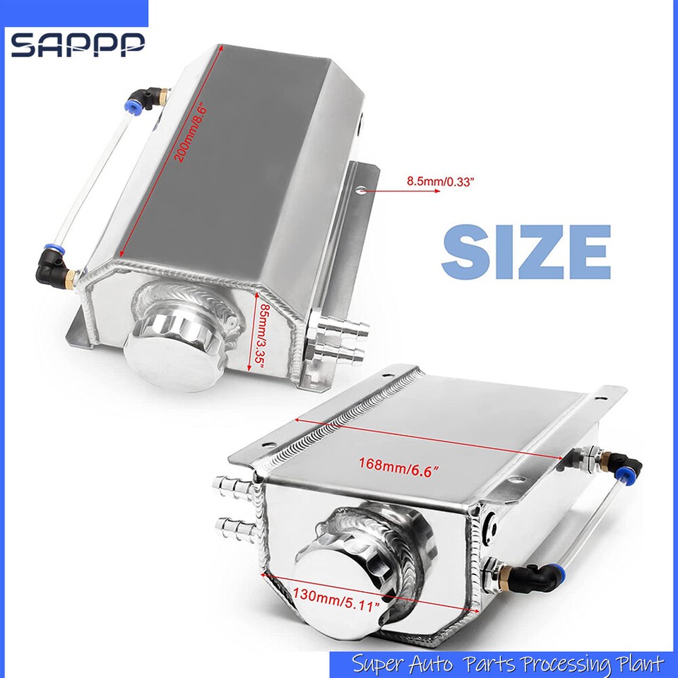 Universal 2L Aluminum Radiator Coolant Overflow Expansion Water Tank ...