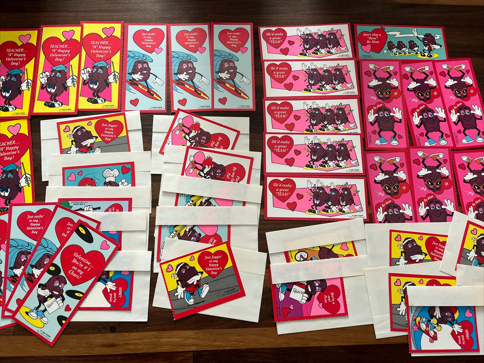 Lot Of 40 Vintage California Raisins Valentines Day Cards Some With ...