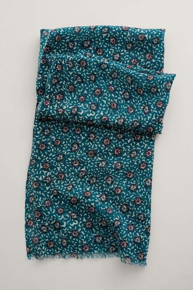 Seasalt Women's Scarf - teal Pretty Printed Scarf - Alpine Carving ...