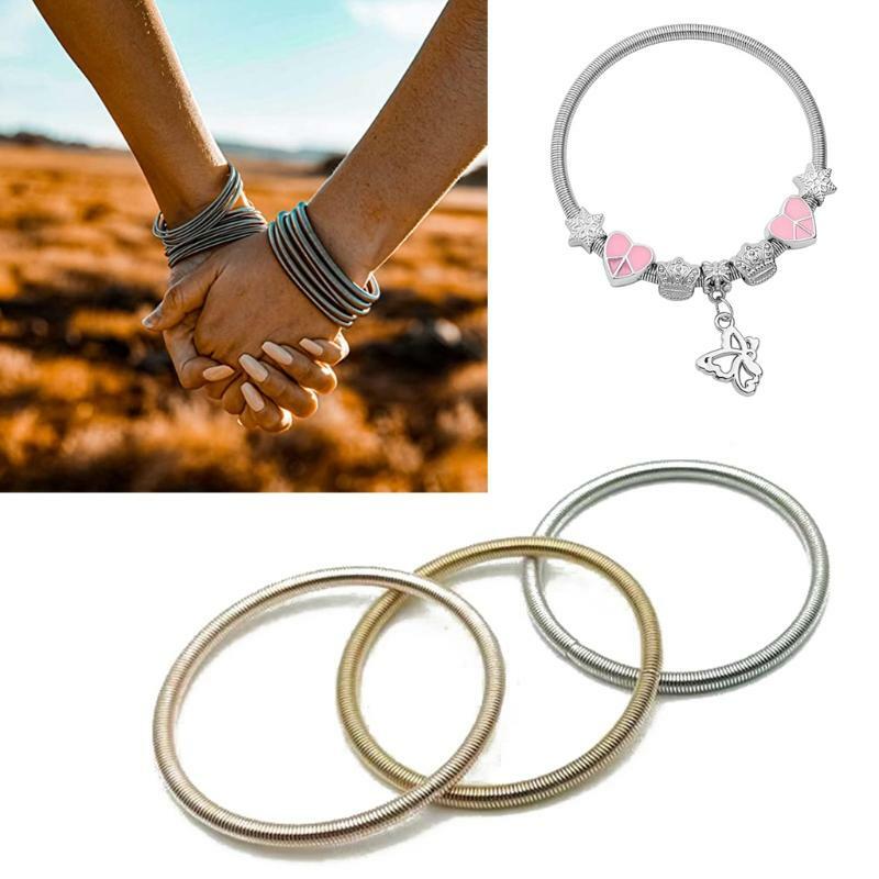 Gold-coated Spring Bracelet Diy Spiral Telescopic Bracelet European ...