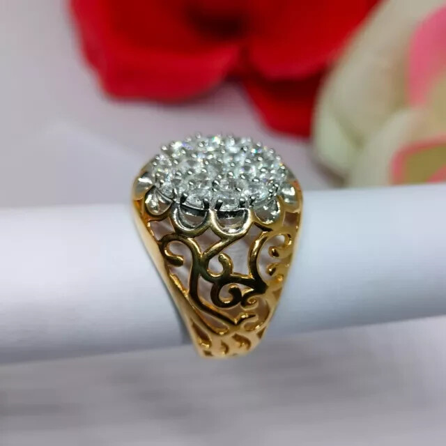 2.5CT 14K Gold Plated Silver Men's Kentucky Cluster Real Moissanite ...