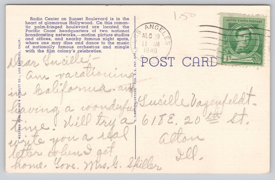 NBC Radio Center at Night Sunset Boulevard Hollywood California CA ...