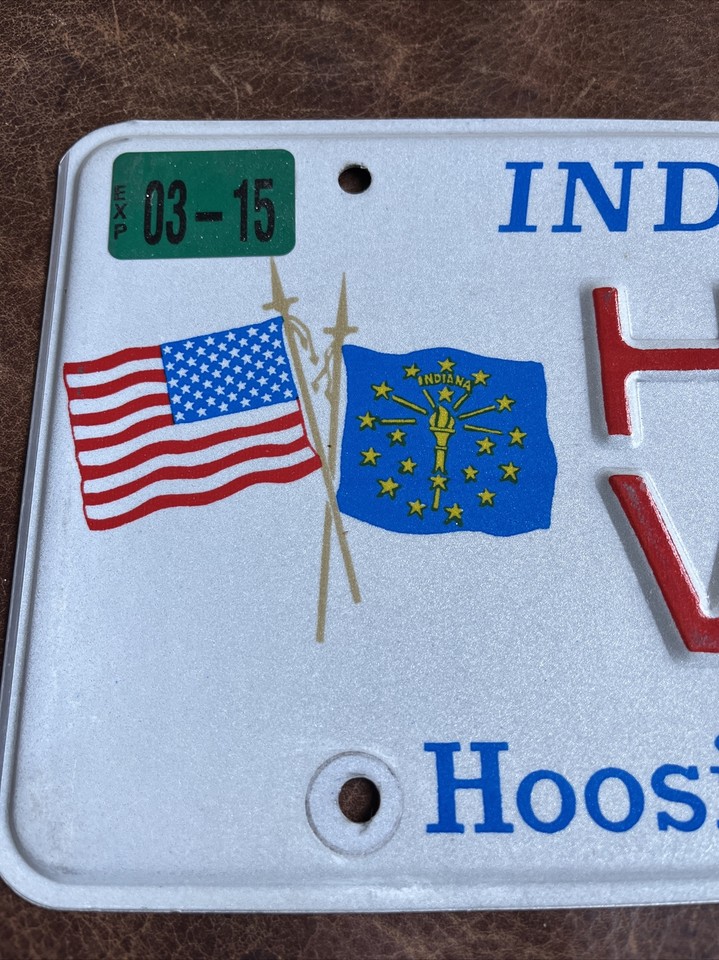 Indiana VETERAN license plate. HOOSIER MILITARY 2015 Tag 5795 BROWN Cty ...