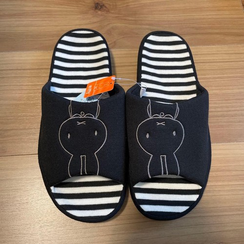 Miffy Embroidered Slippers Black & White Border Cozy Room Shoes Used | eBay