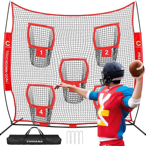 Choiana Football Throwing Net, Quarterback Training Equipment w/ 5 ...