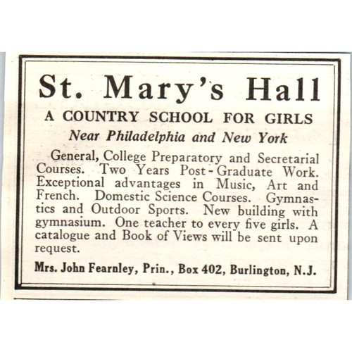 c1920 Harper's Ad - St. Mary's Hall School for Country Girls John ...