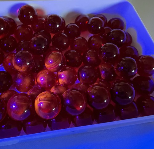Marbles UV Glow Cadmium Ruby Red Cherry ~ Orange Peewees Shooters Lot ...