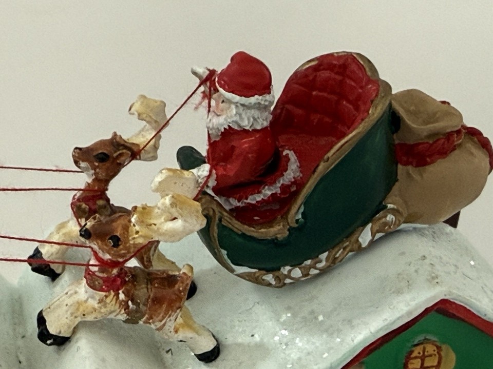 VTG Musical Miracle On 34th Street Santa Sled Reindeer Float Figurine ...
