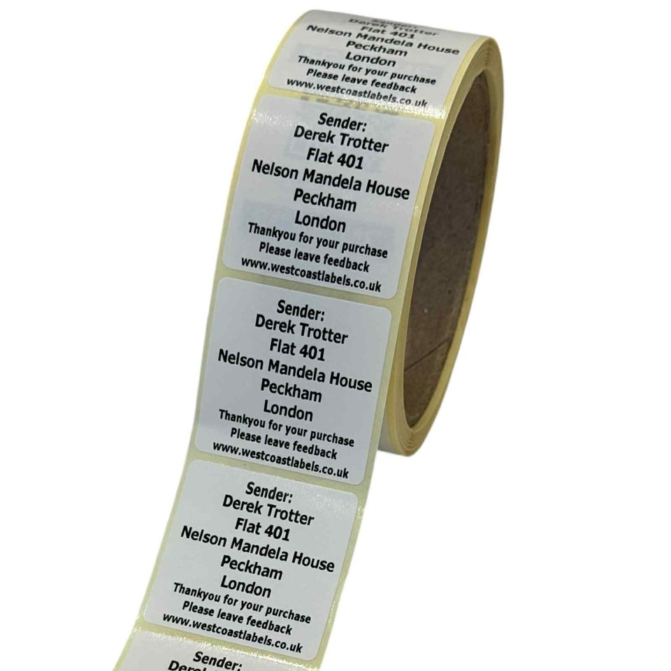Personalised Printed Sticky Address Labels Stickers White 38 mm x 38 mm ...