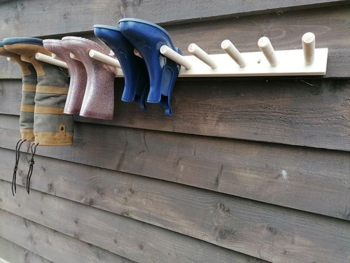Welly wellington wellies wooden rack boot holder wall mounted 1 -10 ...