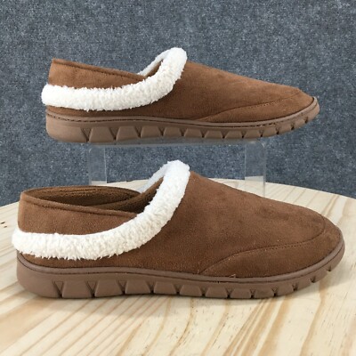 Wembley Slippers Mens 11-12 Clogs Flats Comfort Brown Fabric Slip On ...