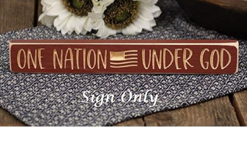 New PRIMITIVE Americana ONE NATION UNDER GOD Block Sign 12" Red AGED ...