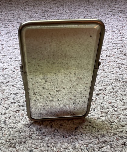 RARE OLD VINTAGE FRAME BEVELED GLASS SMALL TRAVLING SHAVING MIRROR ...