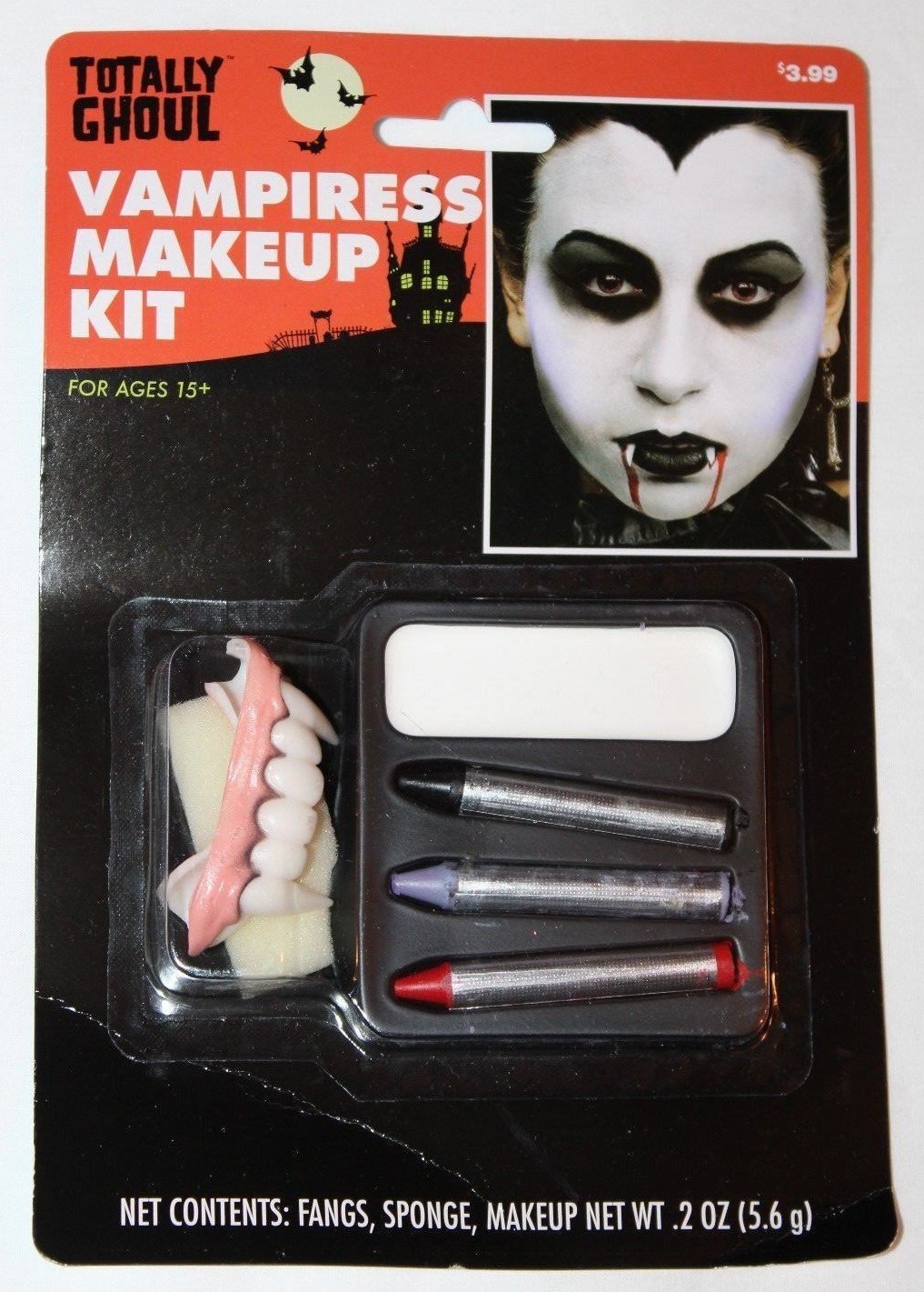 Totally Ghoul Vampire Makeup Kit Halloween Costume Accessory Fangs ...