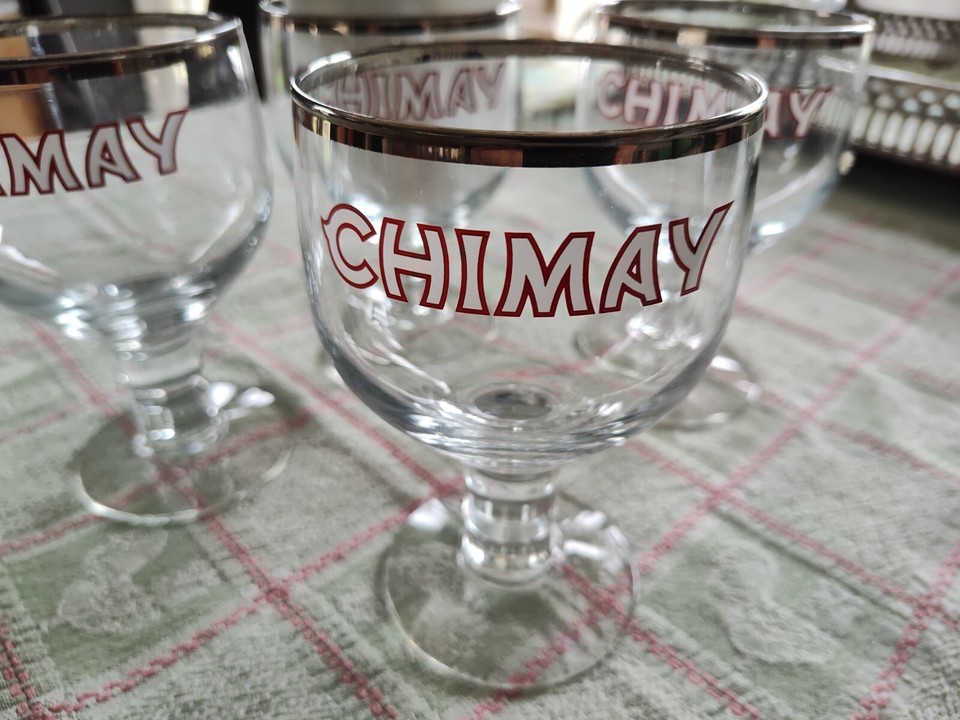 4 Vtg Chimay Beer Glass Chalice Style Stemmed 16 oz Glasses Belgium ...