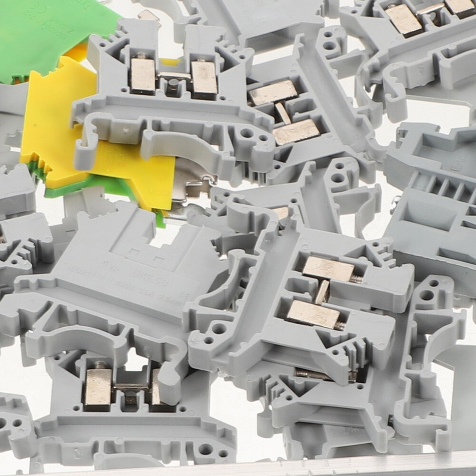 Din Rail Terminal Block Kit Terminal Strip DIN Rail End Covers Rail ...