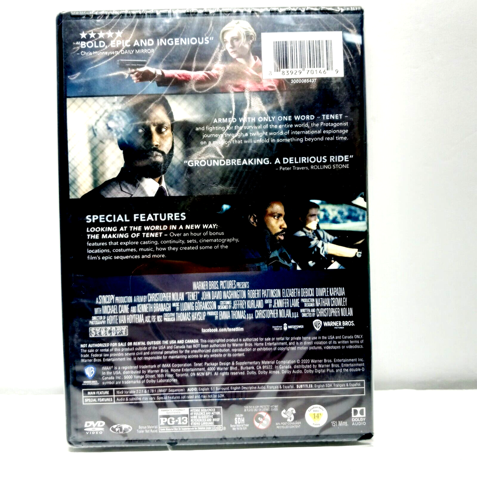 Tenet (DVD) Christopher Nolan Film Warner Bros. 2020 (New Sealed) | eBay