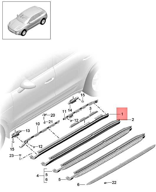 Genuine PORSCHE Macan Porsche 95B Side Member Trim right Black ...