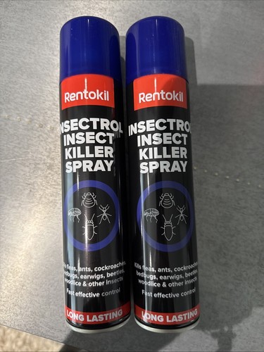 2 x 300ML Rentokil Insectrol Killer Spray Fleas Bedbugs Cockroaches New ...