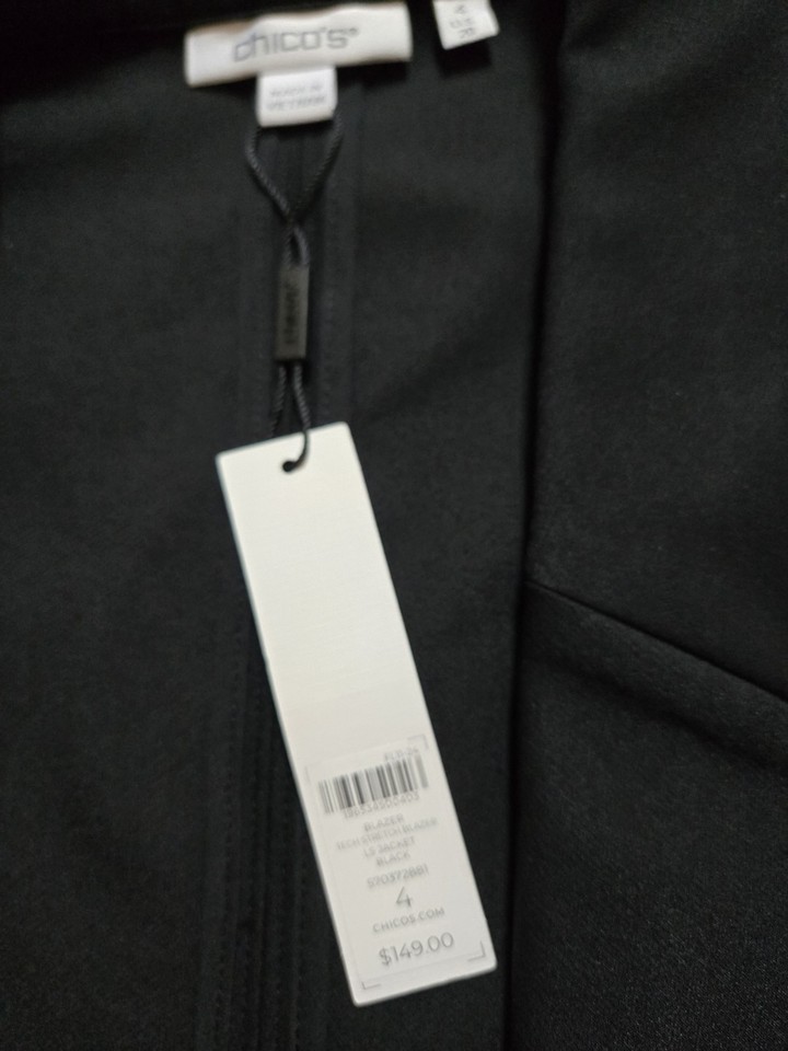 Chico's 4 Tech Stretch Blazer Jacket Black NWT! Size XXL | eBay UK