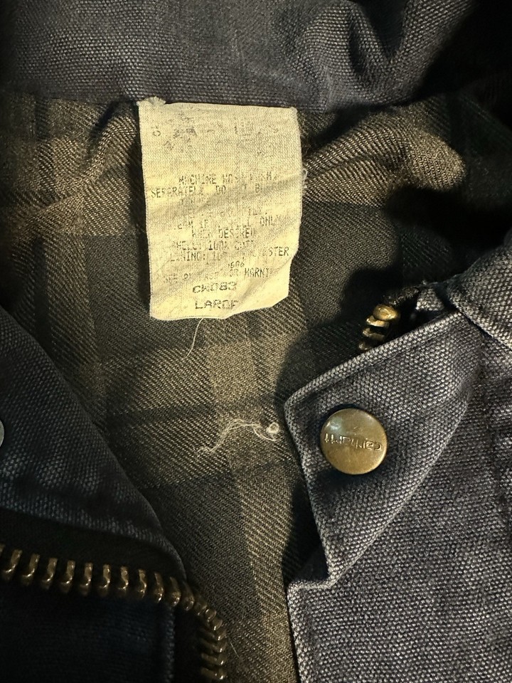 Carhartt Duster Flannel Lined Jacket Navy Men’s Size Large | eBay