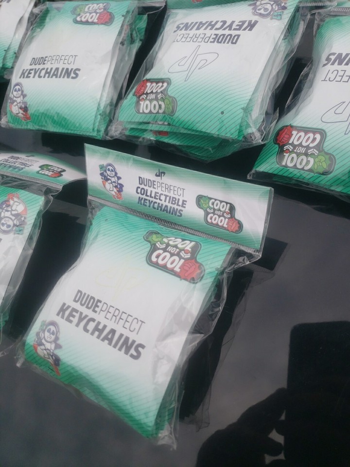 Dude Perfect Keychains Lot Of 65 - Cool Not Cool, Panda, Wheel ...