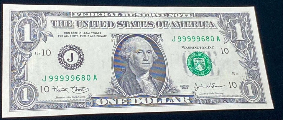 High Serial Number Note LOT_UNC ️99999_999~~1985/2003🏧FLIPPER NOTE ...