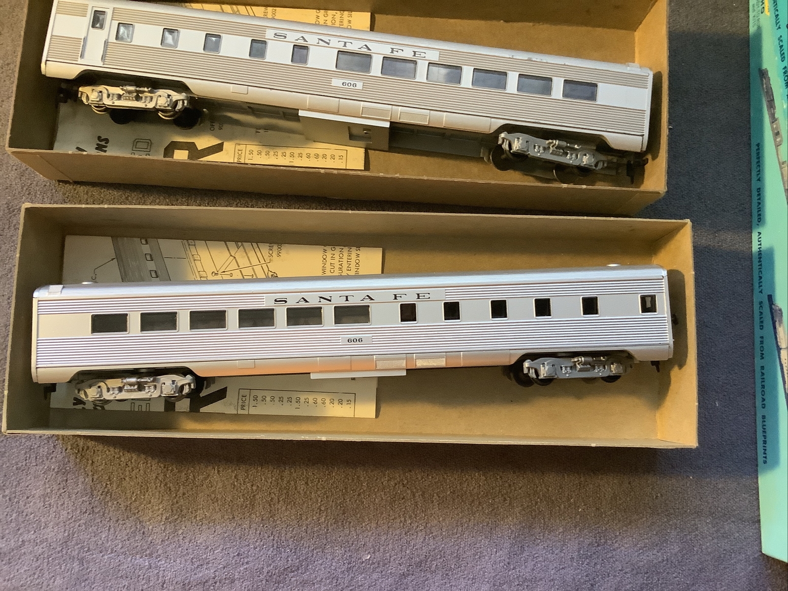 Athearn 1791 & 1801 Santa Fe Passenger Cars # 606 & 3406 HO Scale Used ...