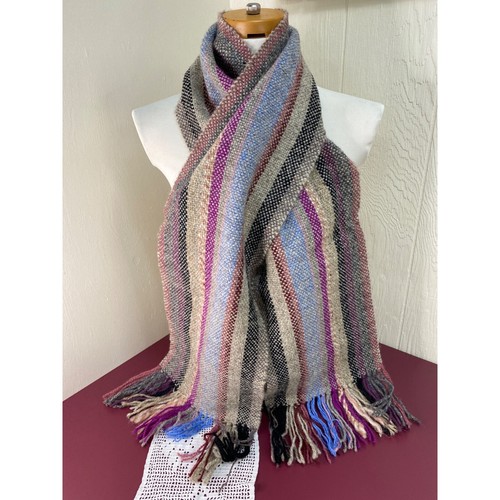 Hand Made Multi-color Wool Knit Scarf 60” | eBay