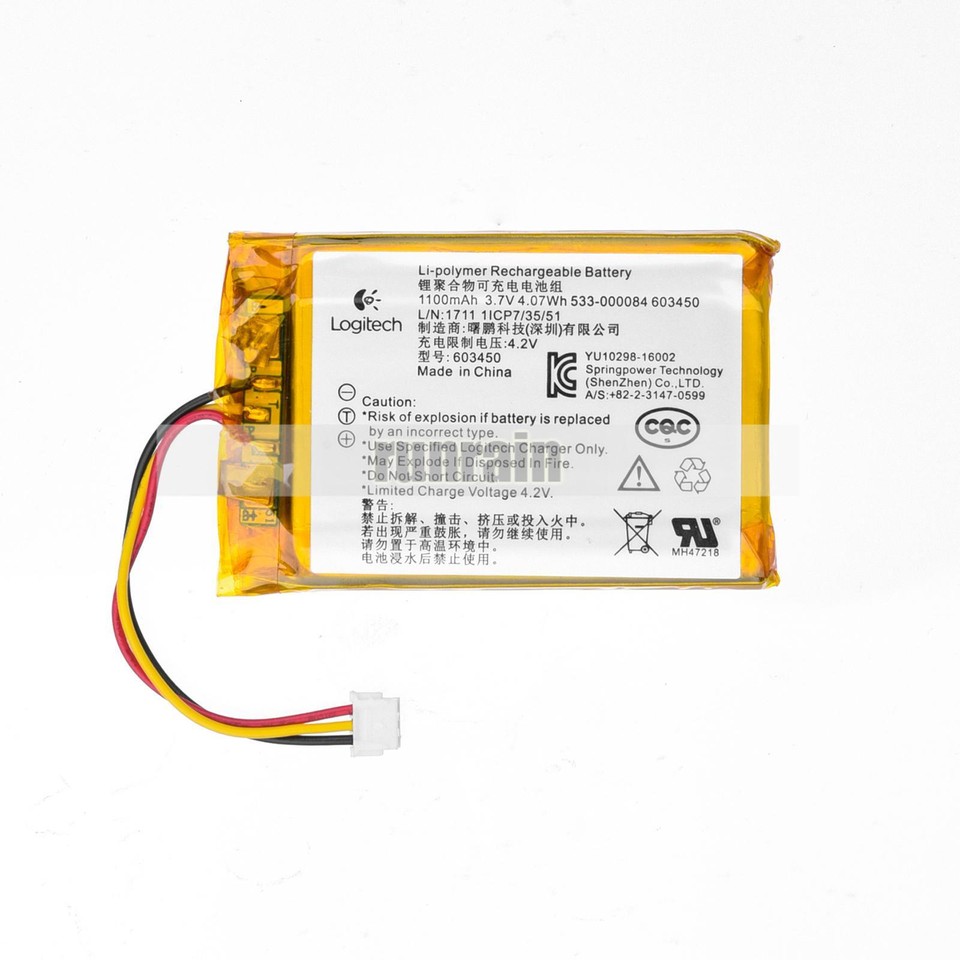 3.7V 1100mAh Rechargeable Battery for Logitech G Pro X Gaming Headset ...