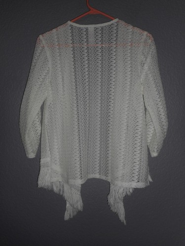 No Boundaries NoBo Ivory Fringe Lace Cardigan Sweater Junior Medium 7/9 ...