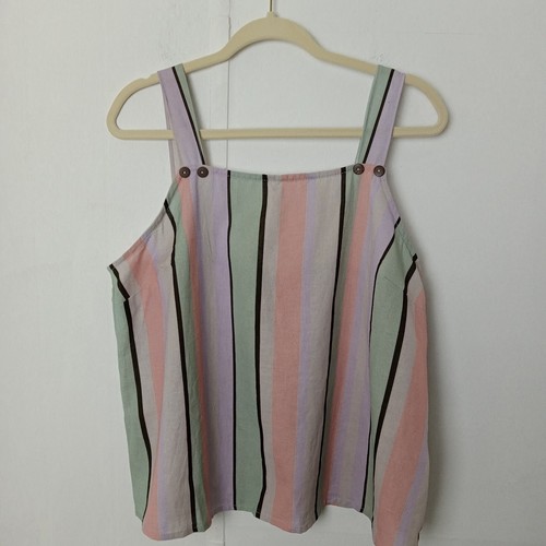 ASOS Womens Tank Top Size 8 Stripe Pastel Linen Blend Square Neck Boxy ...