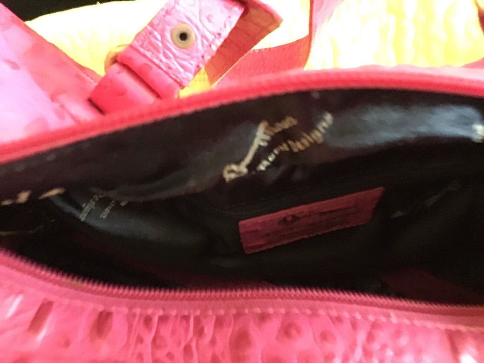 MICHAEL ROME DESIGNS MADE IN ITALY EMBOSSED LEATHER RED SATCHEL ...