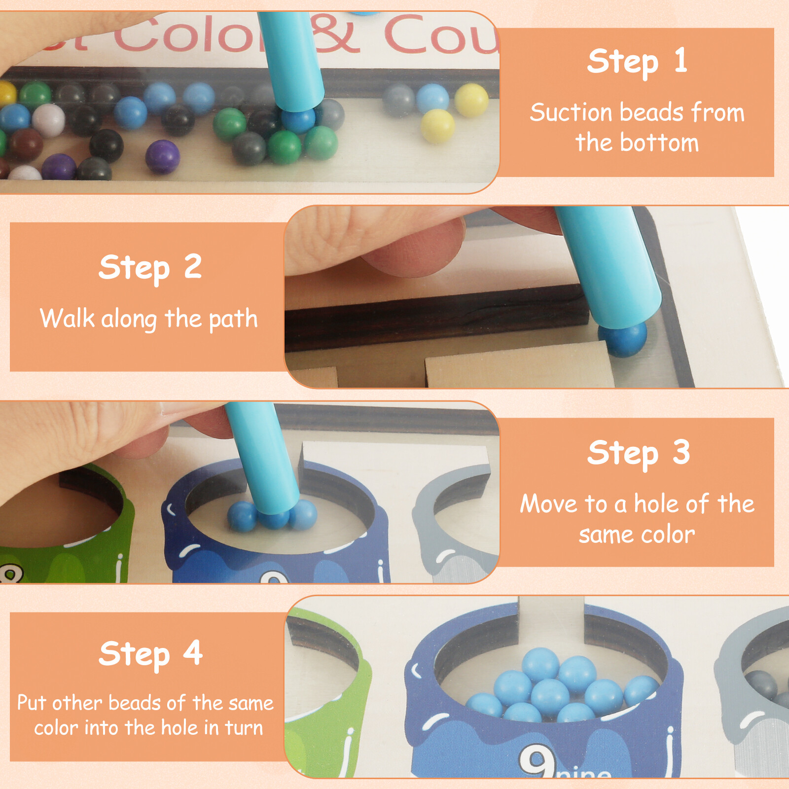 Magnetic Color and Number Maze Wooden Magnet Board Puzzles Matching ...