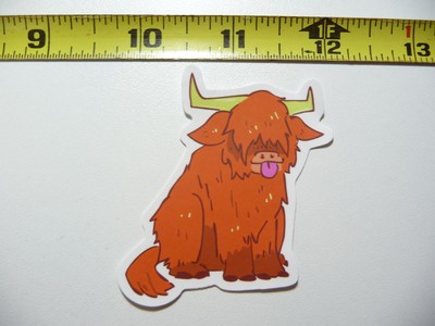 HIGHLAND COW CATTLE STICKING OUT TONGUE STICKER DECAL FARM RANCH ...