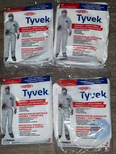 TYVEK Disposable Coverall Full Coverage Protective Suit LOT OF 4 New ...