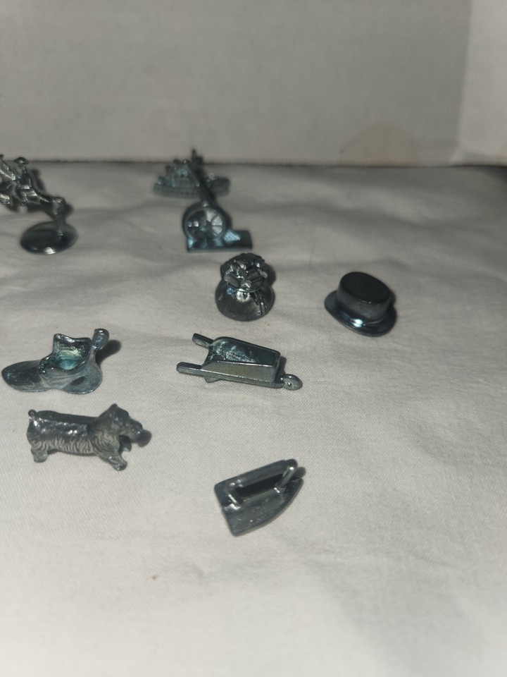 Monopoly Board Game Pieces 11 Tokens and Dice ONLY Car Hat Shoe Money ...