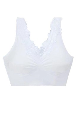 Rhonda Shear Women's Seamless Bra with Lace Inset White | eBay