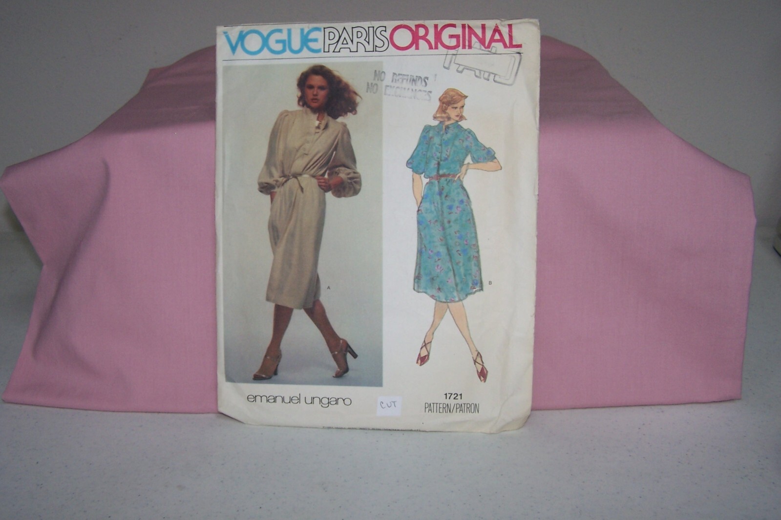 Rare Vintage Vogue Pattern 1721 Designer Emanuel Ungaro Dress Size 8 ...