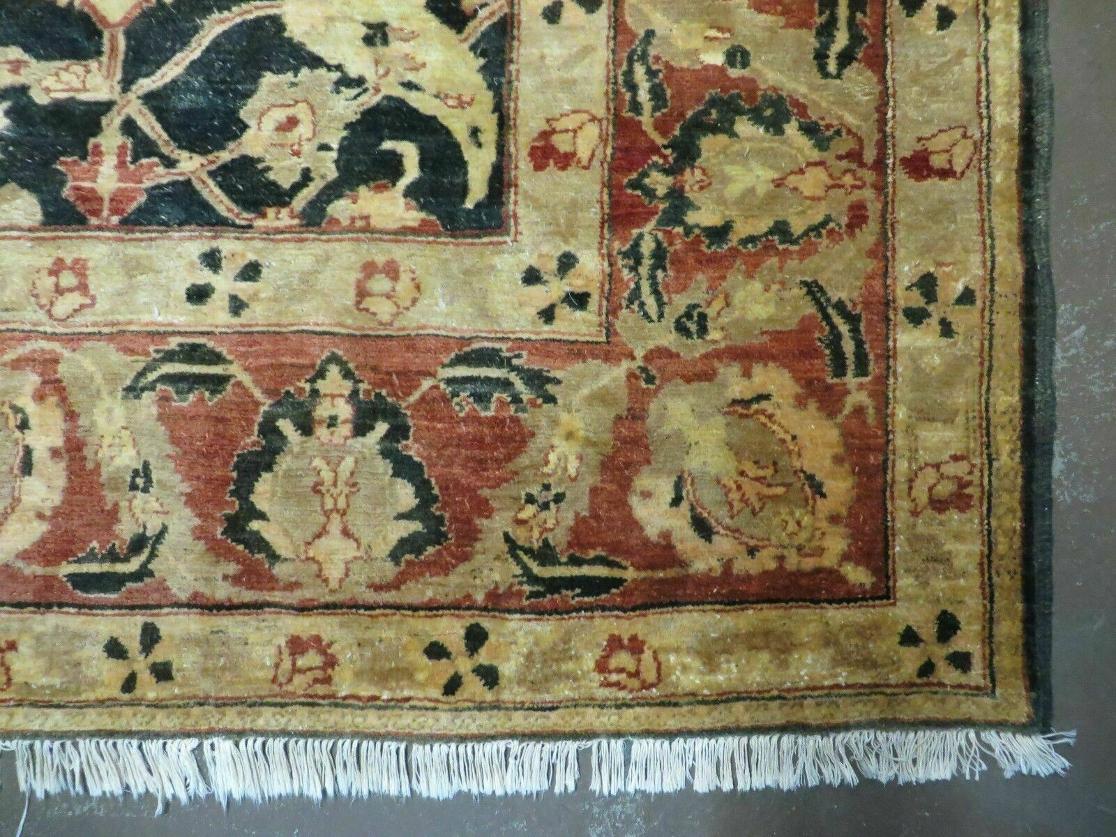 8' X 9' Handmade Pakistan Wool Cotton Rug Peshawar Black Floral Nice ...