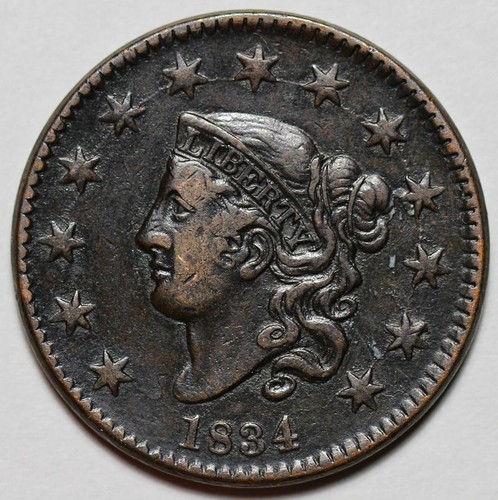 1834 Coronet Head Large Cent - US 1c Copper Penny Coin - L1 | eBay