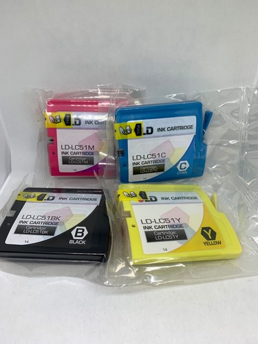 Lot of 4 BROTHER Printer LD Ink Cartridges SEALED LC51M, LC51C, LC51Y ...