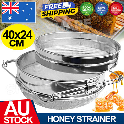 AU Honey Strainer Filter Stainless Steel Double Sieve Beekeeping ...