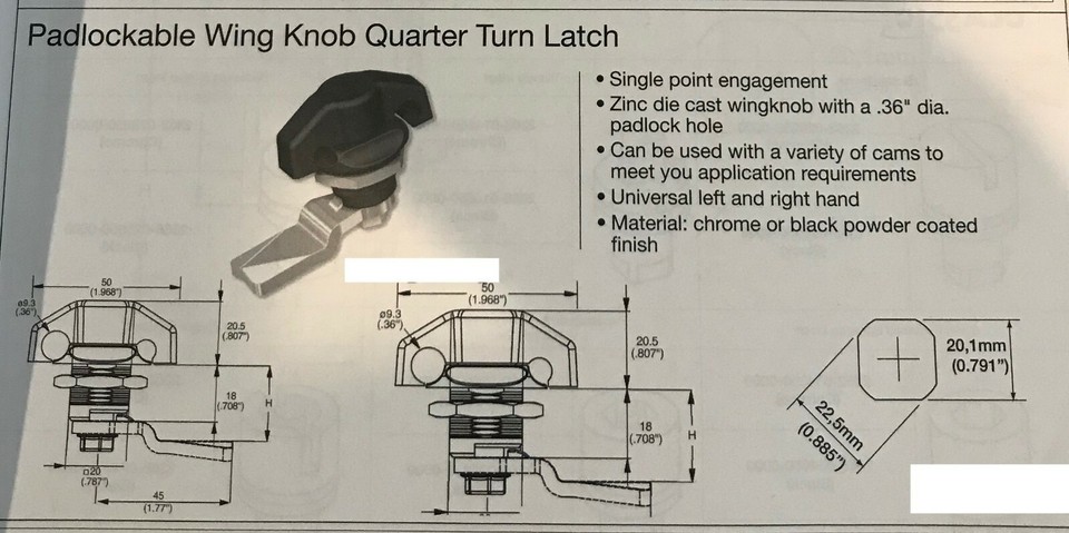Padlockable Wing Knob Quarter Turn Door Latch for Cummins Generators | eBay