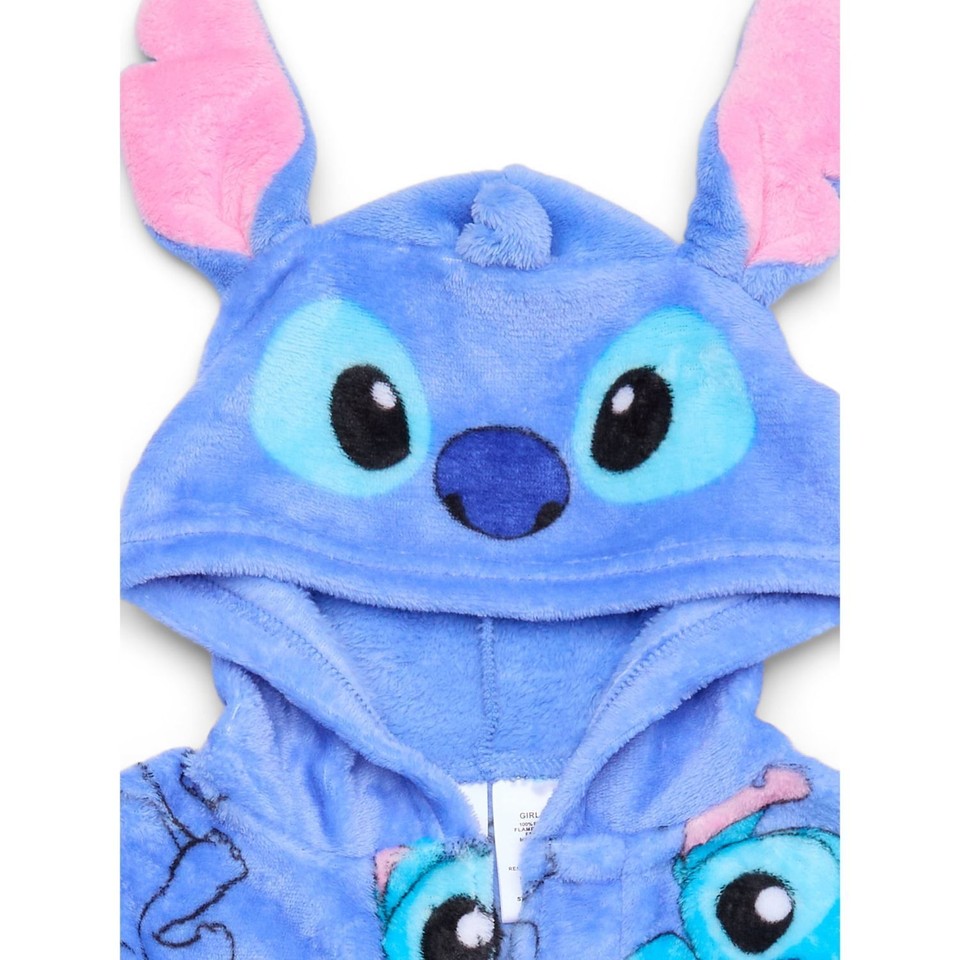 Girl's Stitch Hooded Print Character Bathrobe, Soft Costume Fleece Blue ...