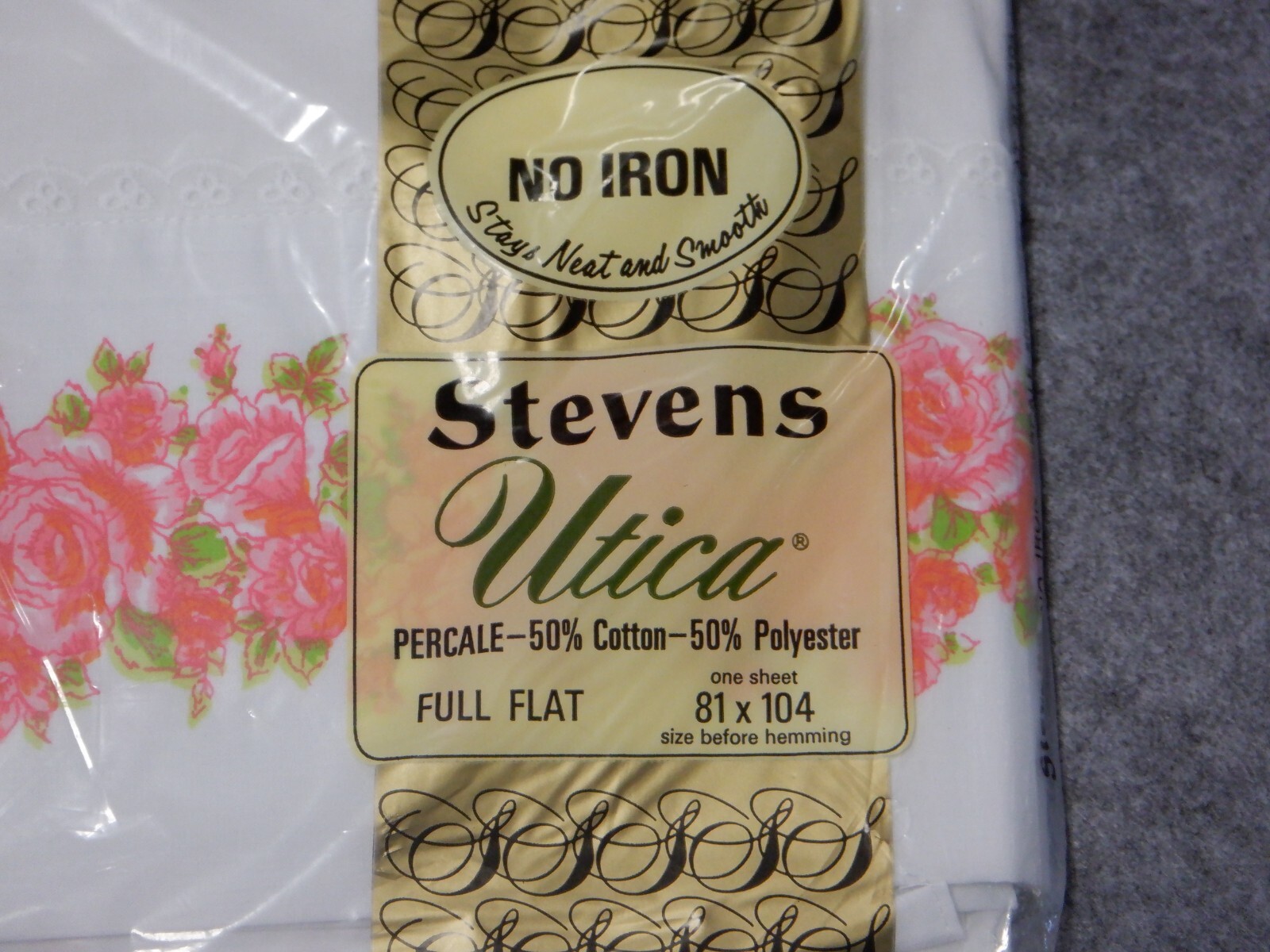 Sheets - Vintage Stevens Utica Beauty Rose Full Flat 81x104 No-Iron ...