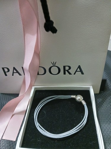 Genuine New Pandora 5Grey Strand Logo Ball Clasp Bracelet S925 ALE 17.5 ...