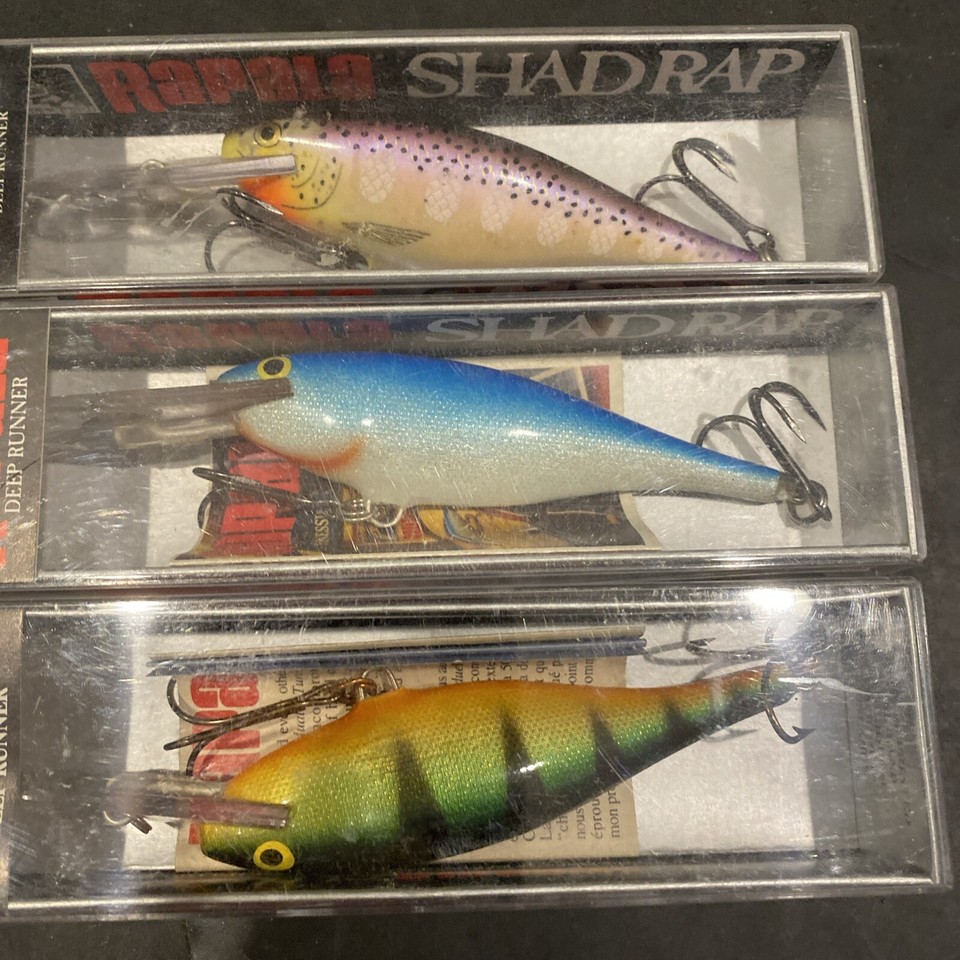 Rapala Shad Rap 9 Lot Of 3 Perch - Purpledescent - Blue Shad | eBay